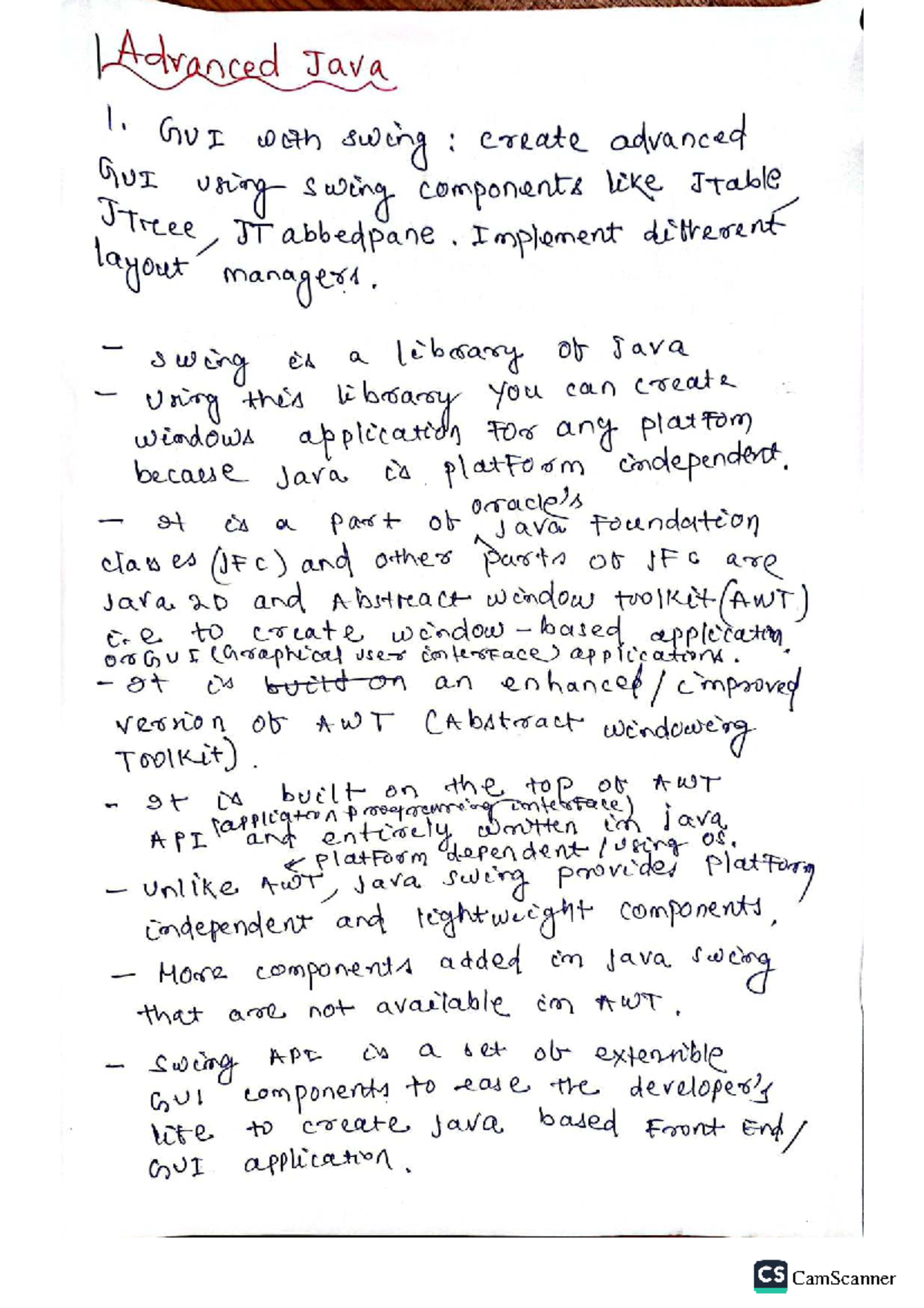 CS Java Lab Theory - Advanced GUI with Swing Components - Studocu