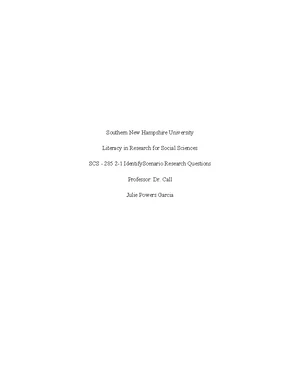 SCS 285 - Project One: Research Methods in Social Sciences - Studocu