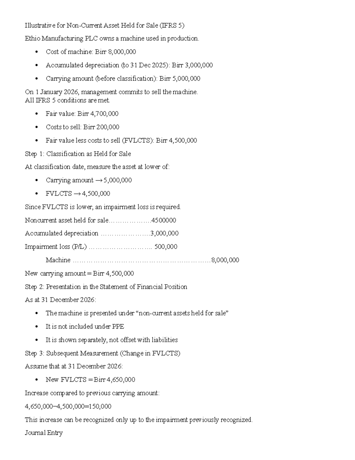 Illustrative Case Study on Asset Held for Sale (IFRS 5) and Intangible ...