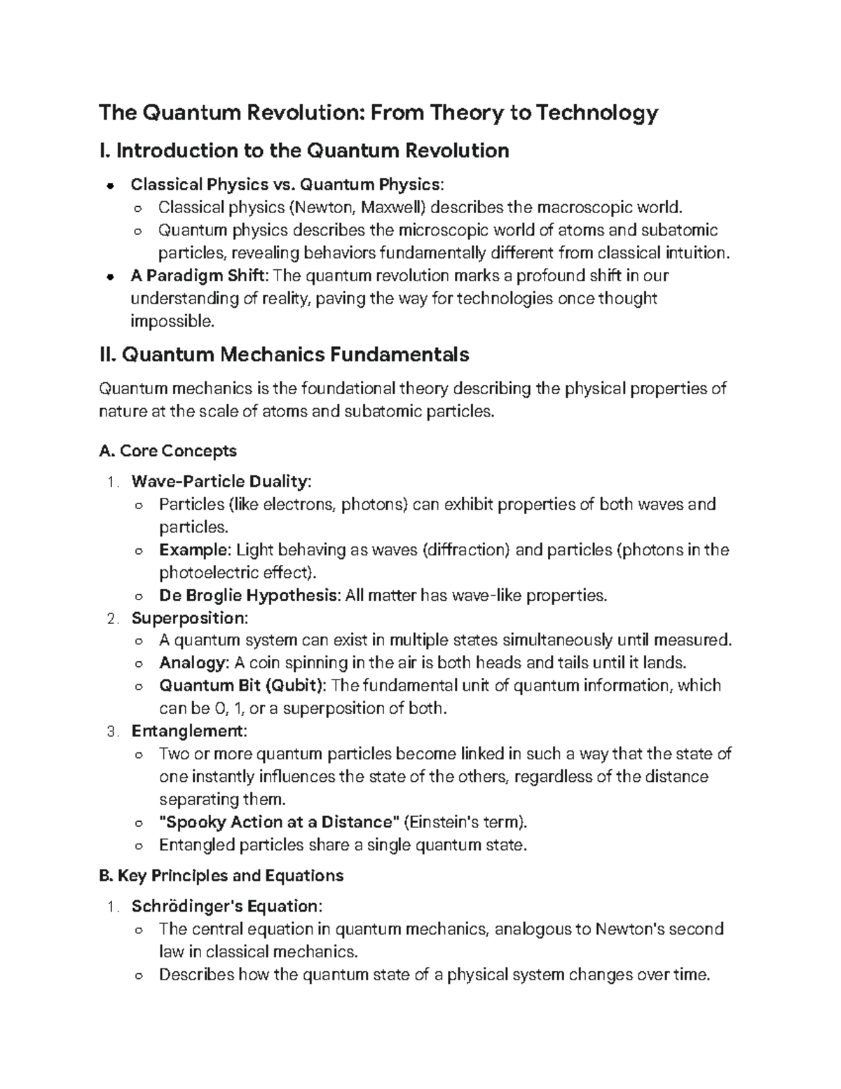 Quantum Revolution: Theory to Tech Insights (Course Code: QMT101) - Studocu