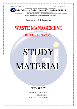 Waste Management Module-1 Notes - Department of Civil Engineering WASTE ...
