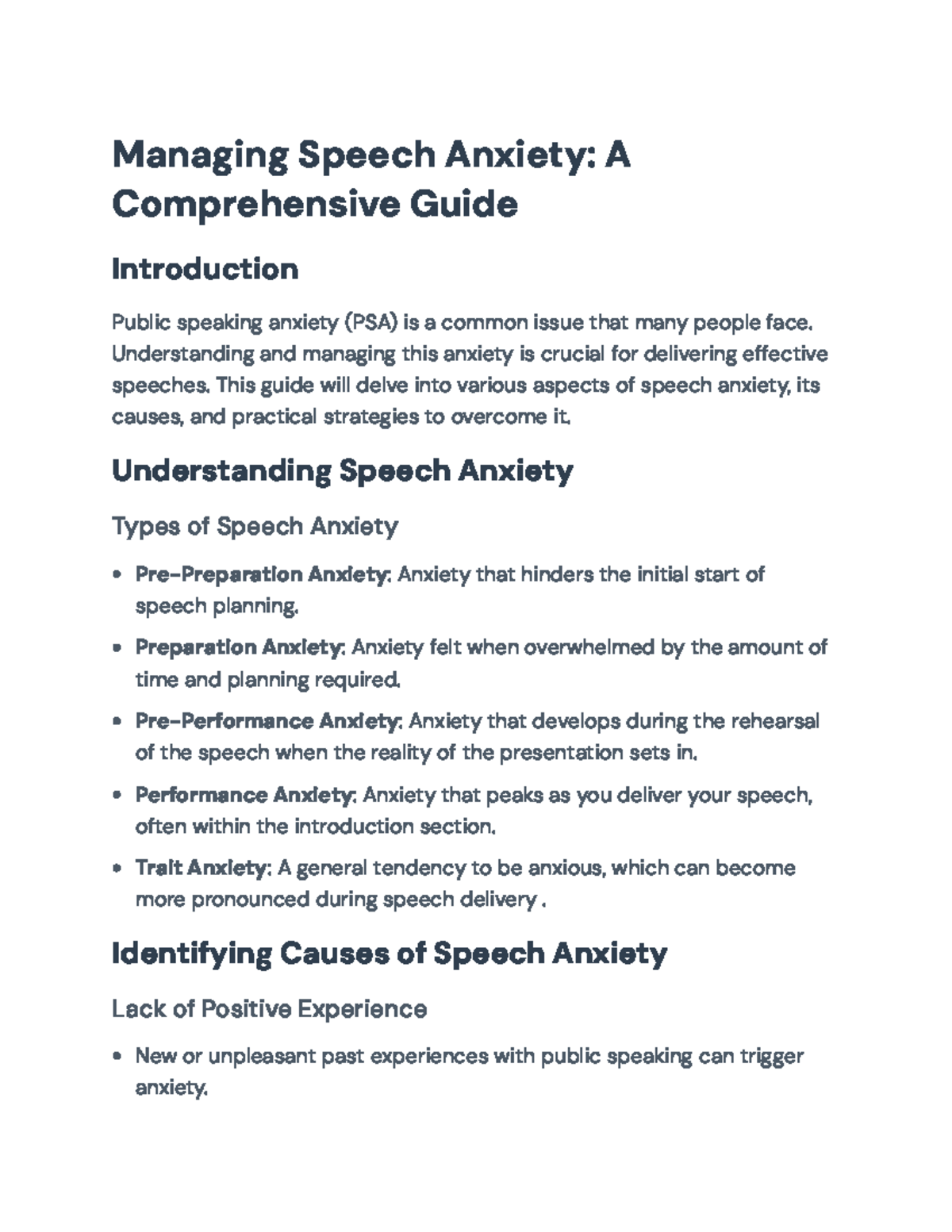 Managing Speech Anxiety: Strategies for Effective Public Speaking ...