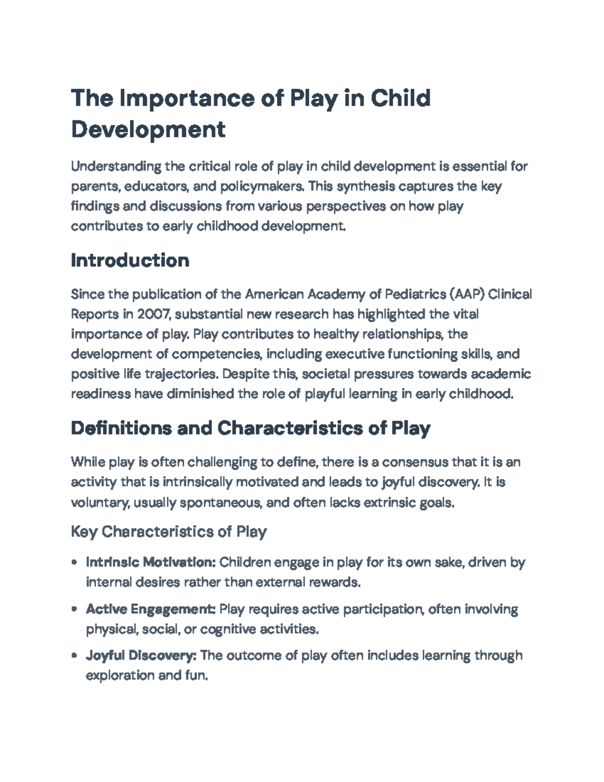 The Importance of Play in Child Development: Insights and Implications ...