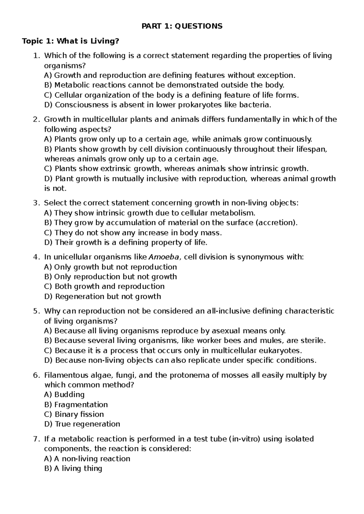 100 NEET MCQs on Living World: Understanding Life and Classification ...