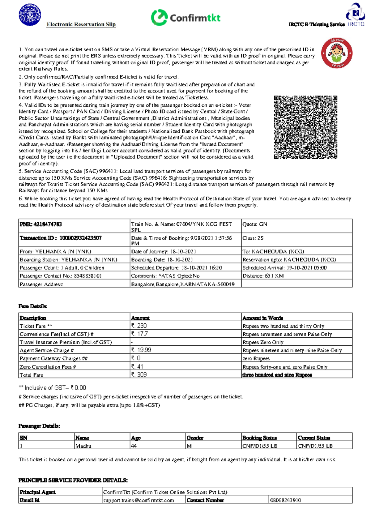 Train Ticket Confirmation Details - TK111933079 L42 - Studocu