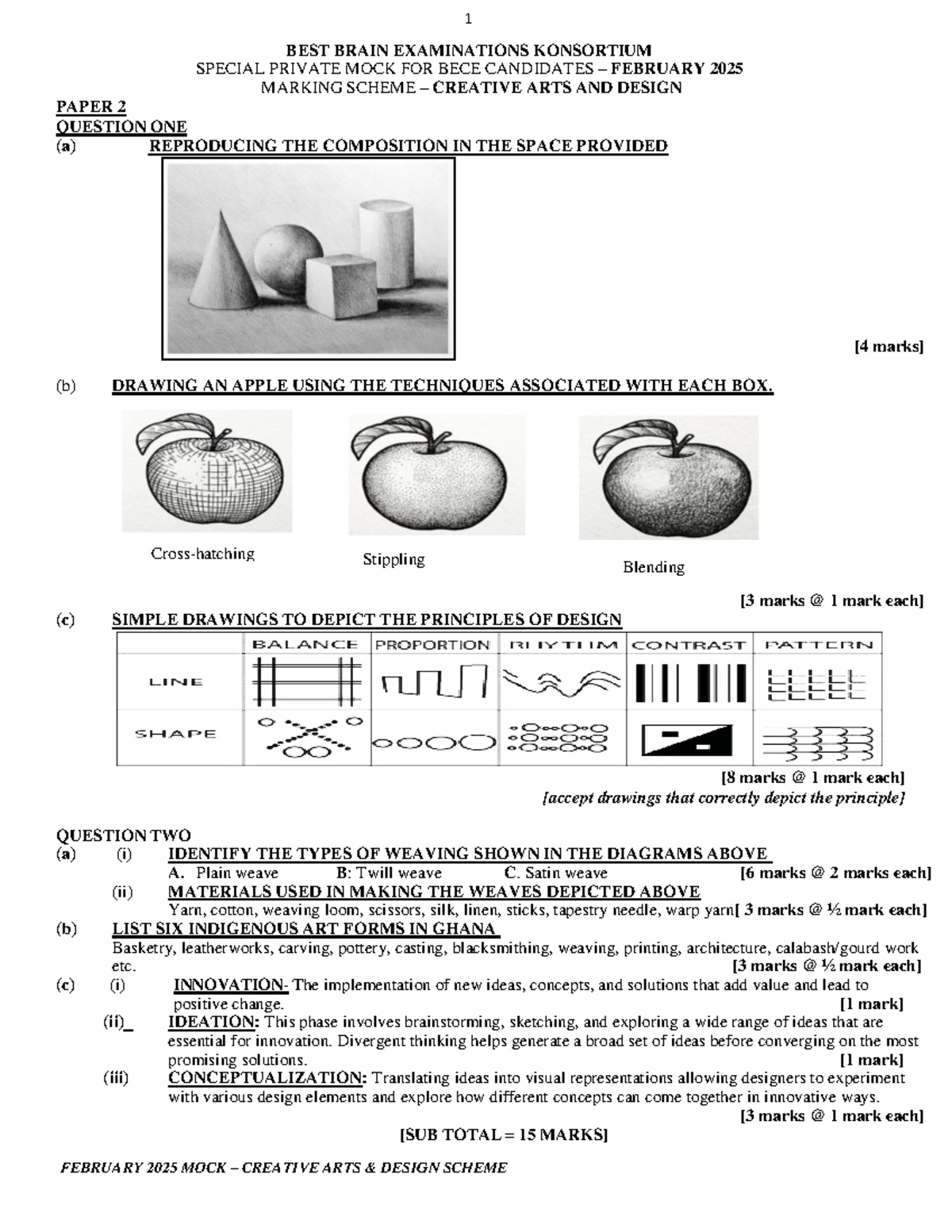 Creative Arts & Design Exam Paper (Paper 2) - Mock Exam 2025 - Studocu