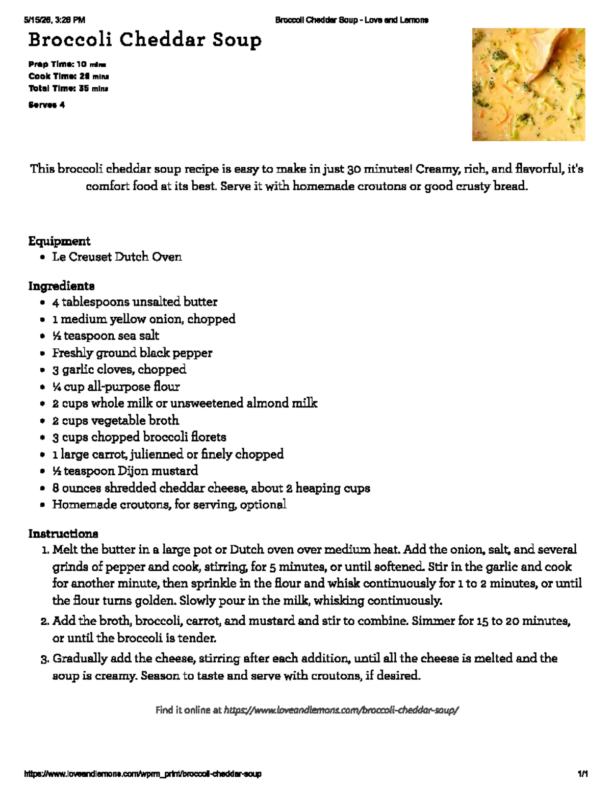 Broccoli Cheddar Soup Recipe - Quick & Easy Prep Guide - Studocu