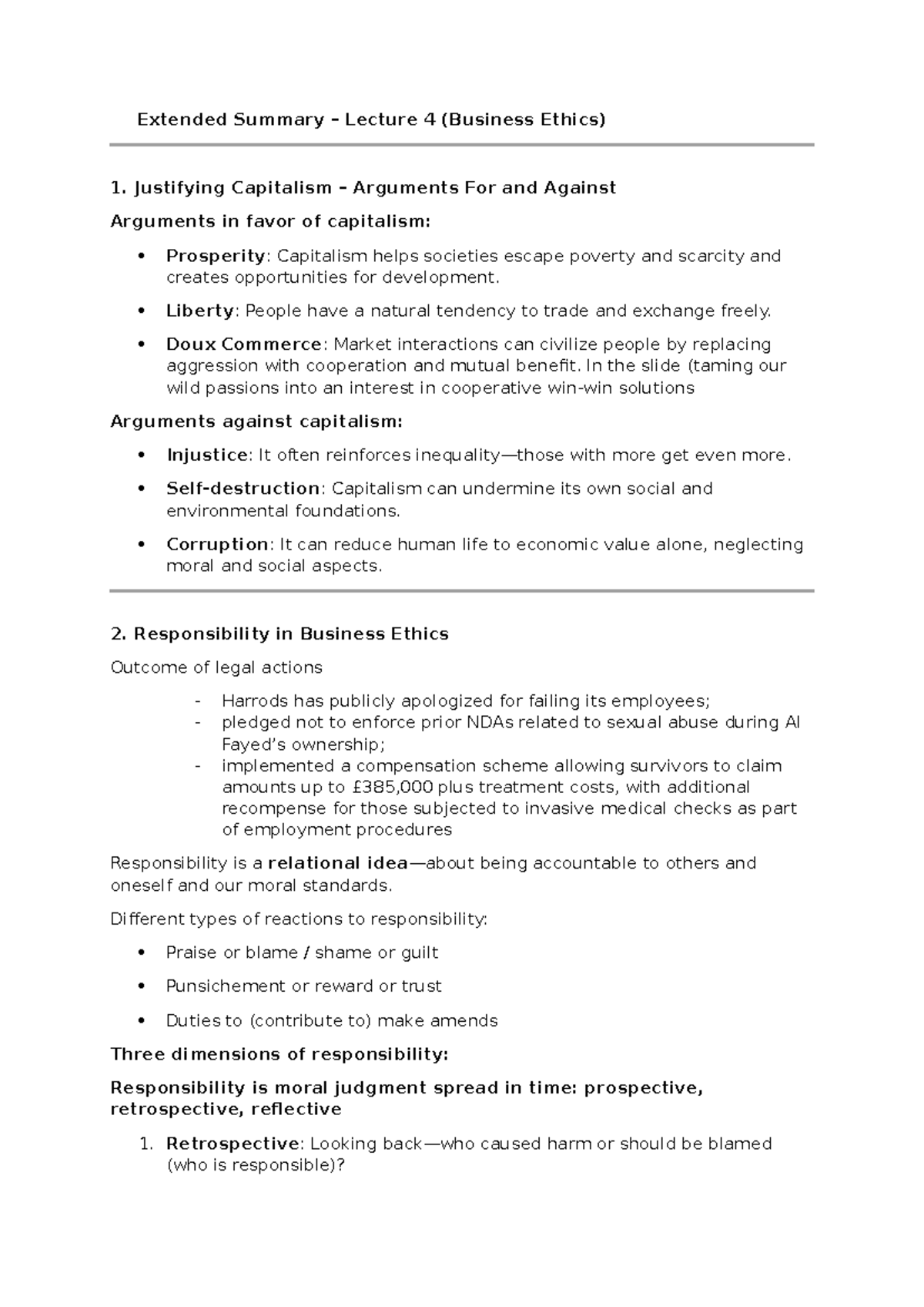 Lecture 4 Summary: Business Ethics & Corporate Responsibility - Studeersnel