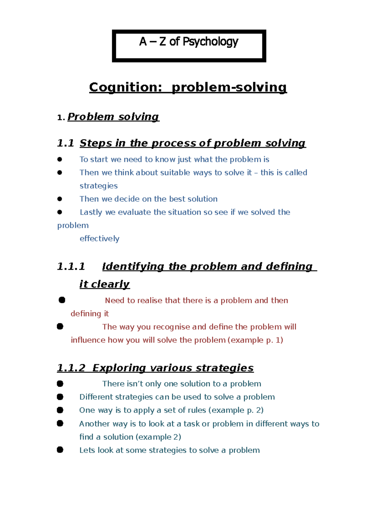 Basic psychology cognition- problem solving - Cognition: problem ...