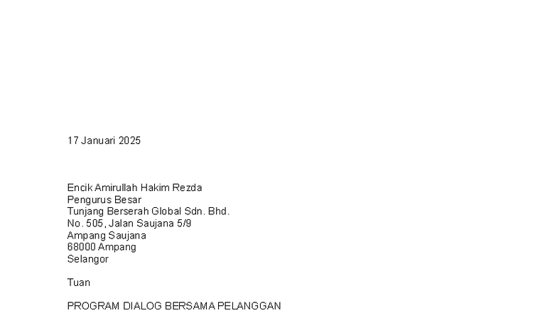 Practical Test 1: BM Letter for Program Dialog 2025 - Studocu