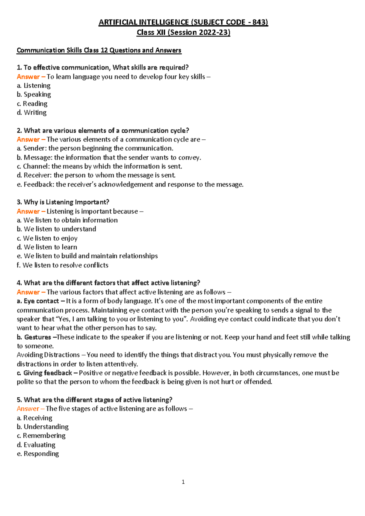 Artificial Intelligence - ARTIFICIAL INTELLIGENCE (SUBJECT CODE - 843 ...