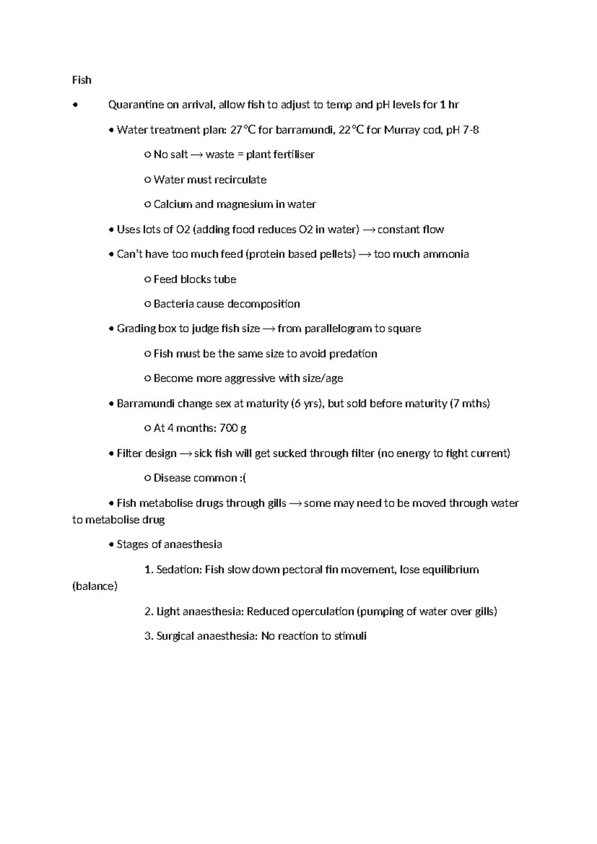 Fish Quarantine and Treatment Protocols - AVBS1002 Practical Guide ...