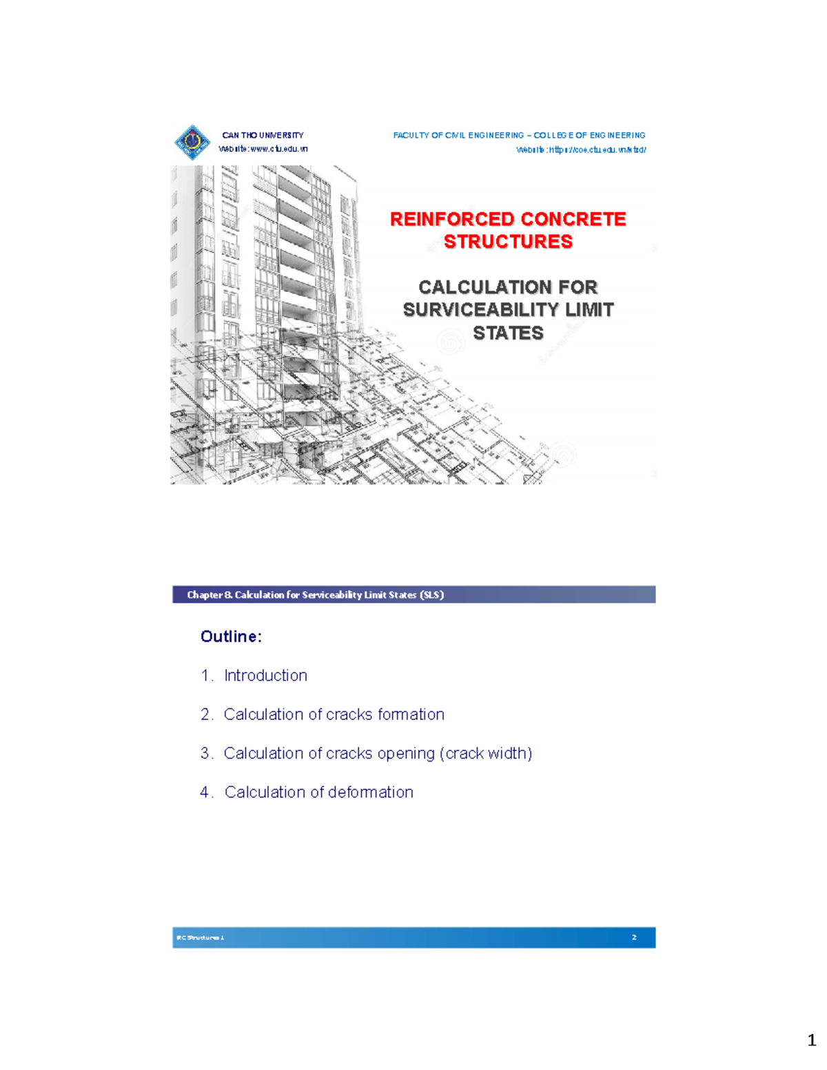 RC Structures I: Chapter 8 - Serviceability Limit States Calculations ...