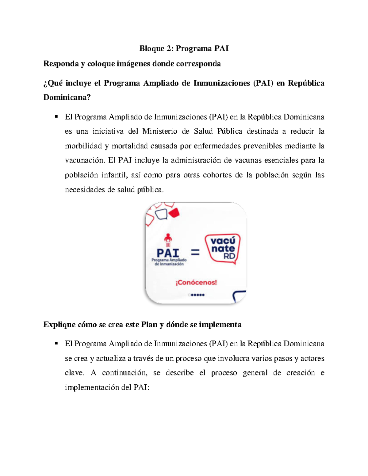 Bloque 2: Programa Ampliado de Inmunizaciones (PAI) en RD - Studocu