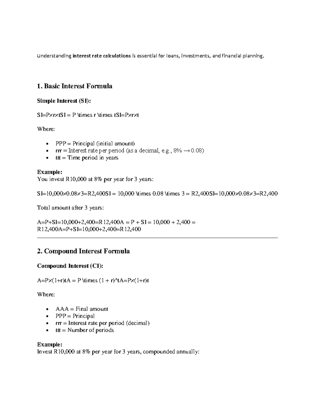 Understanding Interest Rate Calculations for Loans and Investments ...