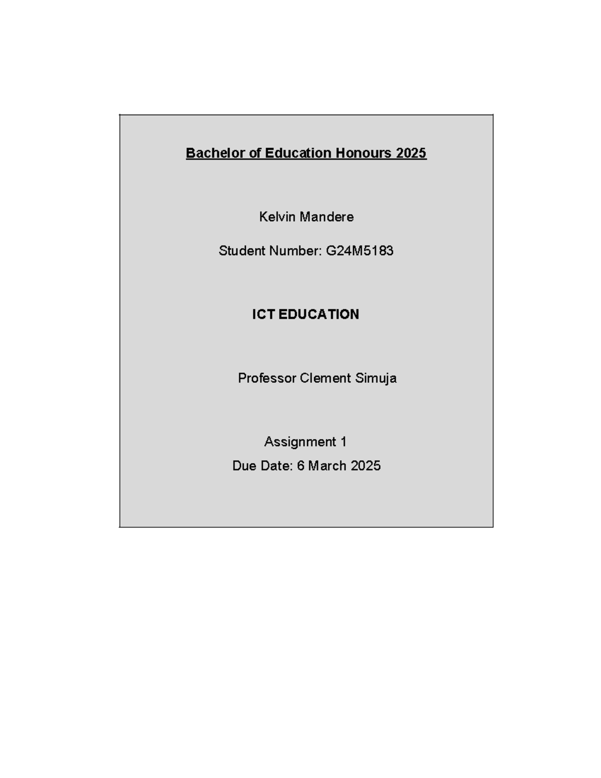 BEd Honours 2025: Assignment 1 on Digital Engagement in ICT Education ...