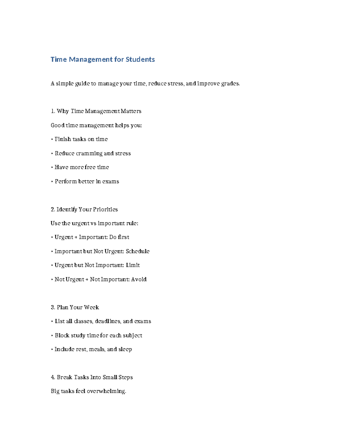 Time Management Strategies for Students: A Practical Guide - Studocu