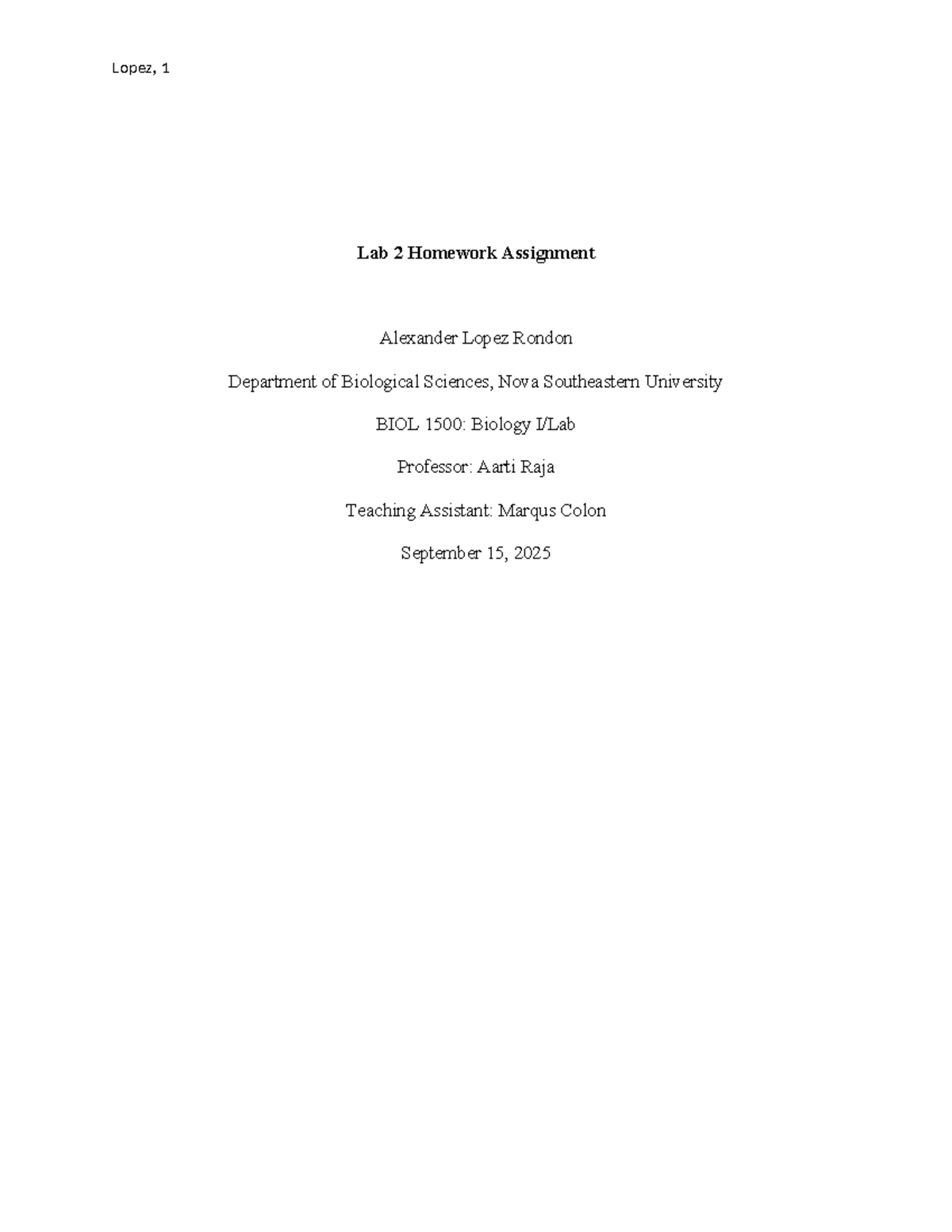 BIOL 1500: Lab 2 Homework Assignment on Microscopy Concepts - Studocu