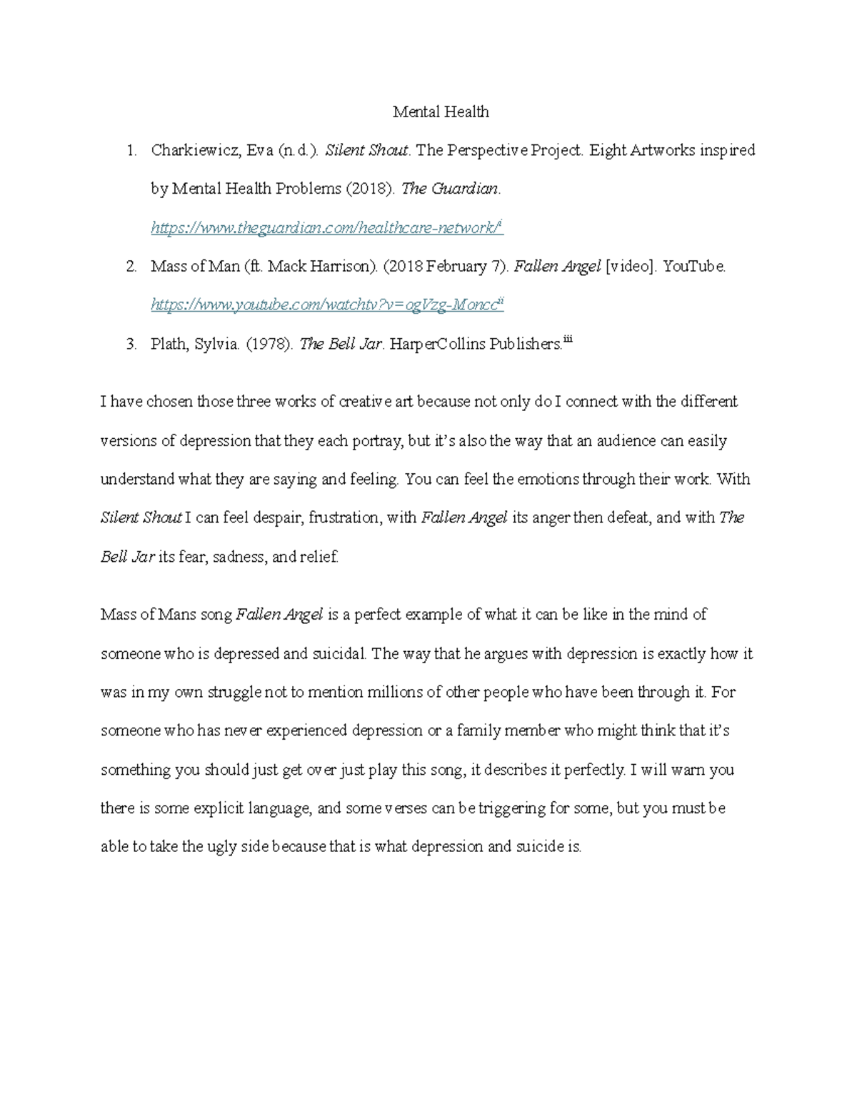 HUM 102 Module 1 Short Answer: Exploring Mental Health in Art - Studocu