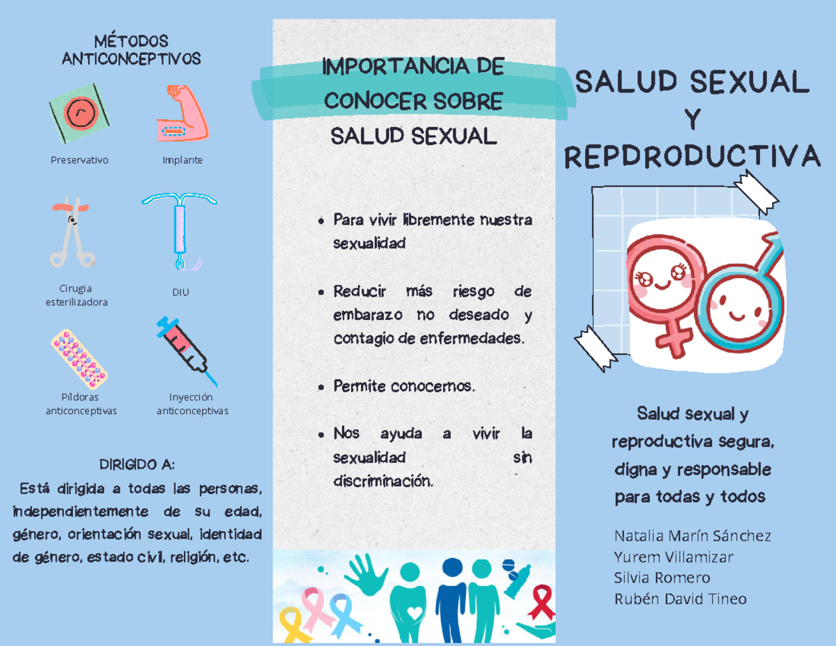 Folleto de Salud Sexual y Reproductiva: Métodos y Prevención - Studocu