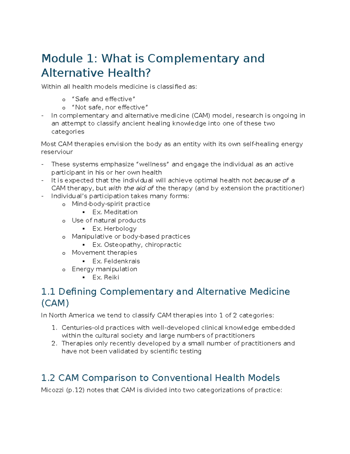 Module 1 Textbook and Lecture Notes - Module 1: What is Complementary ...