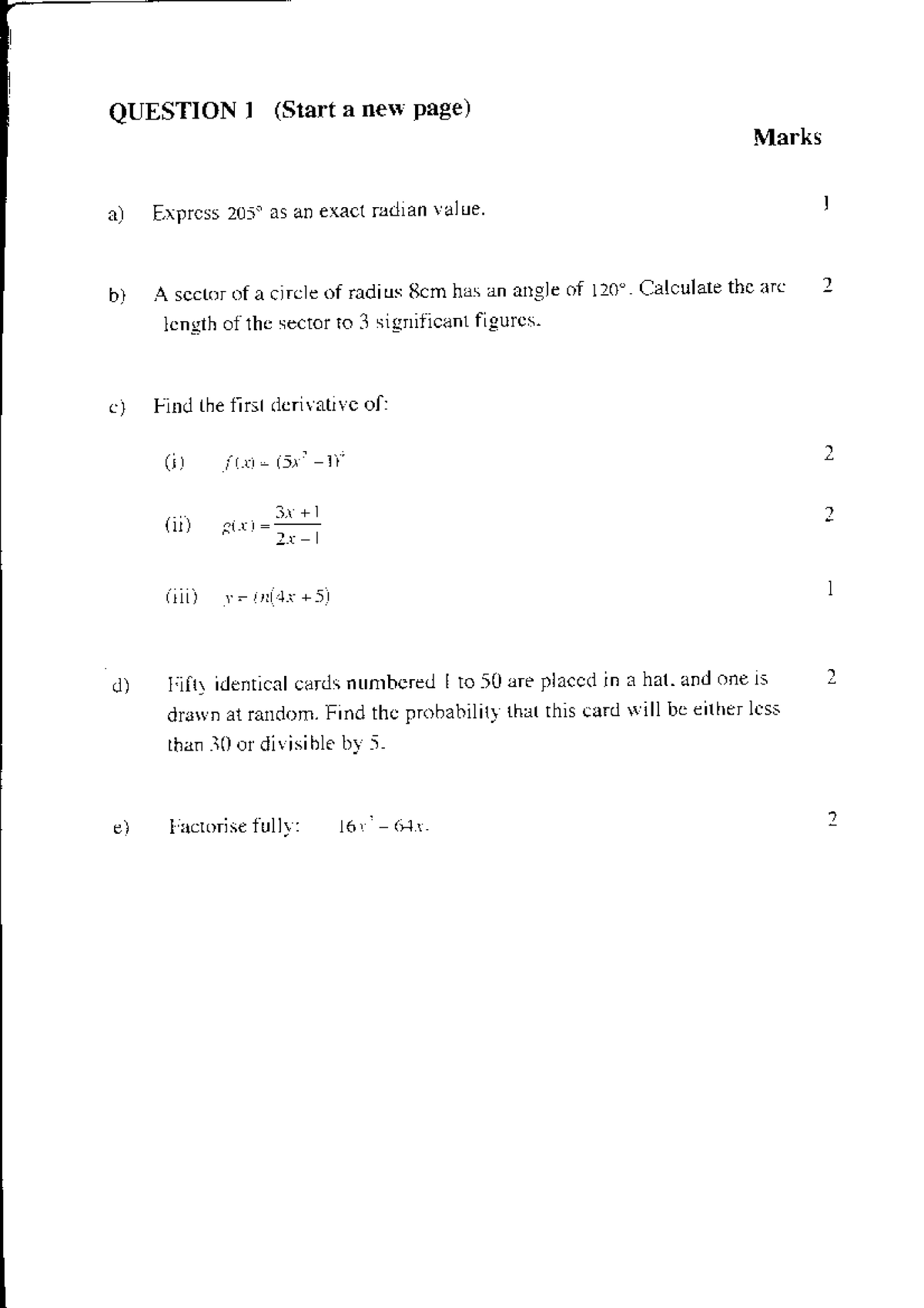 JR Trial 2001 Mathematics Exam Questions and Solutions - Studocu