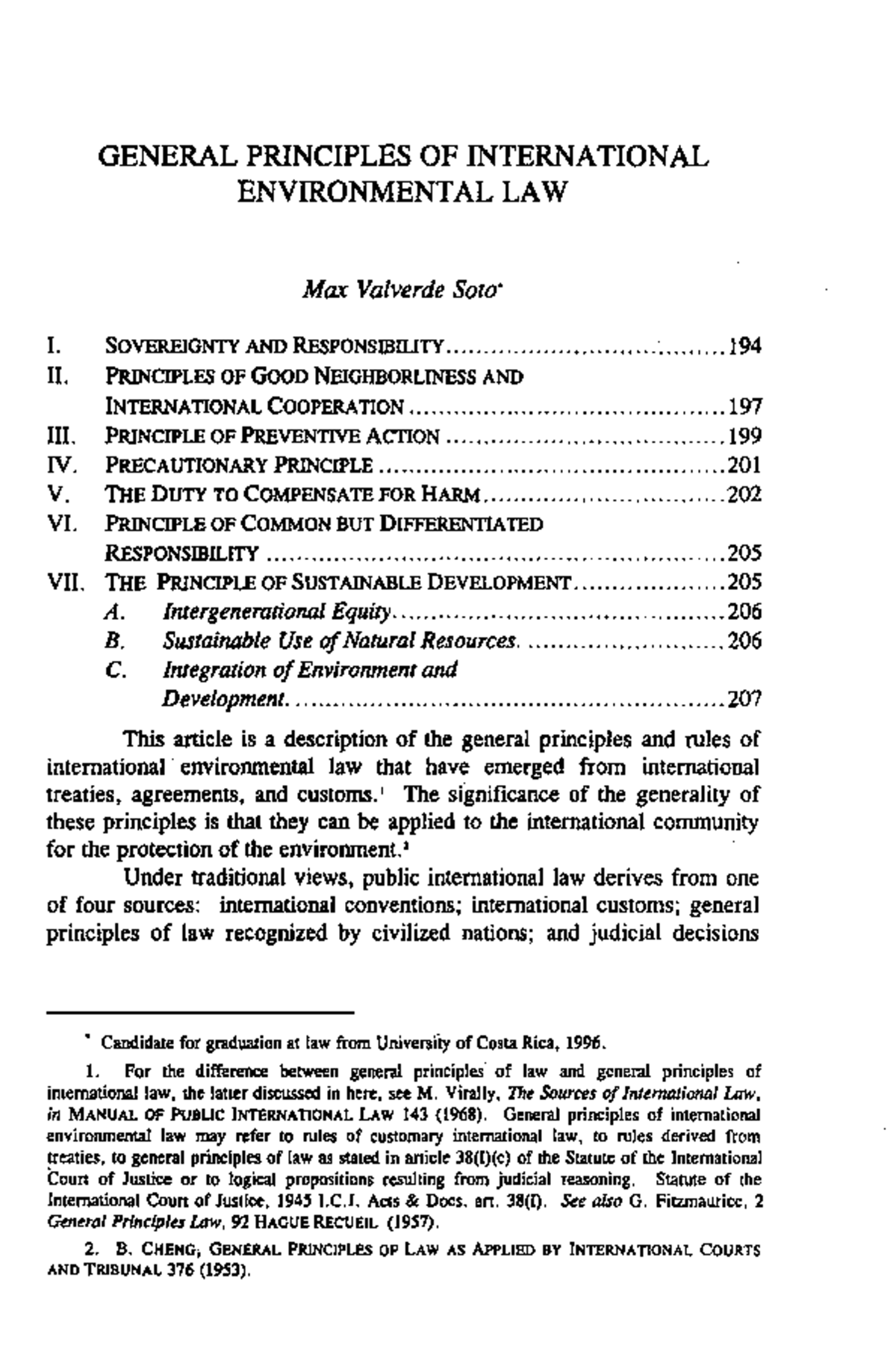 General Principles of International Environmental Law (INTL 415) - Studocu