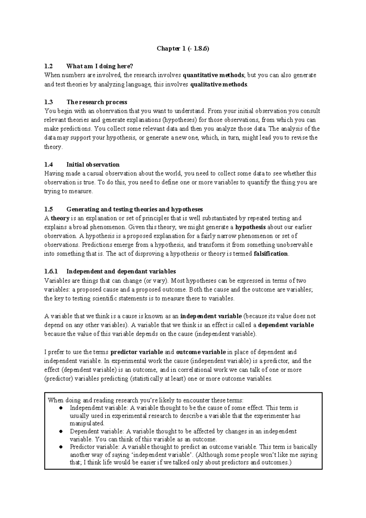 QDA1 Midterm Summary: Key Concepts in Qualitative & Quantitative Research - Studeersnel