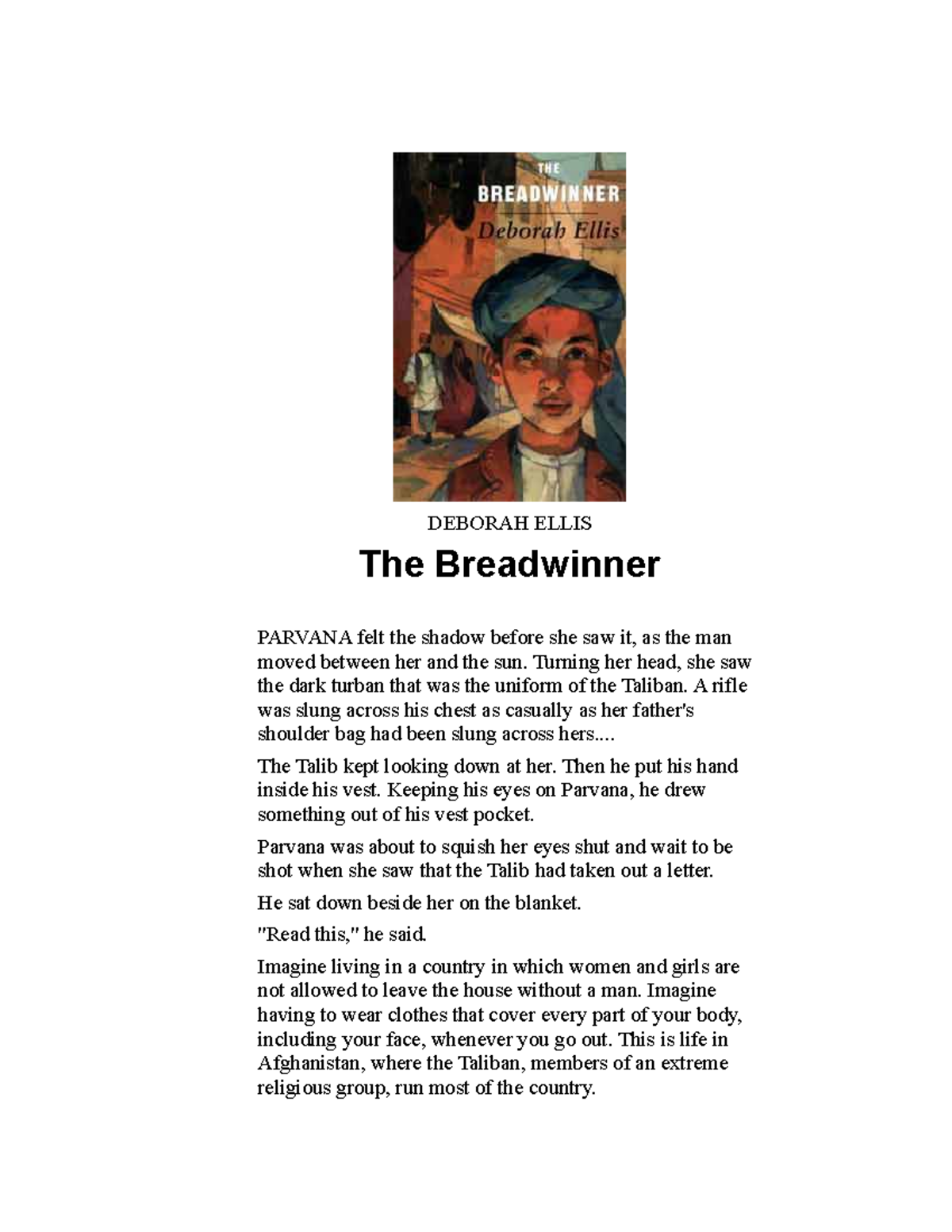 The Breadwinner (Final Exam) Study Guide on Parvana's Journey - Studocu