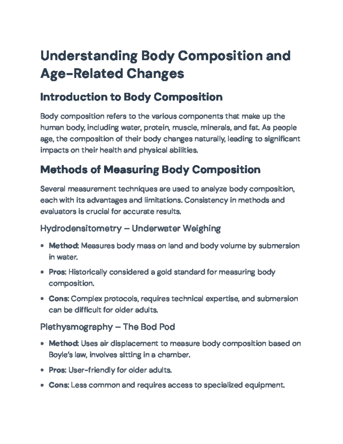 Understanding Body Composition Changes: Measurement Techniques for ...