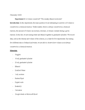 Lab #18: “Burning food. Where are my carbs” - Lab report 18 Lab #18 ...