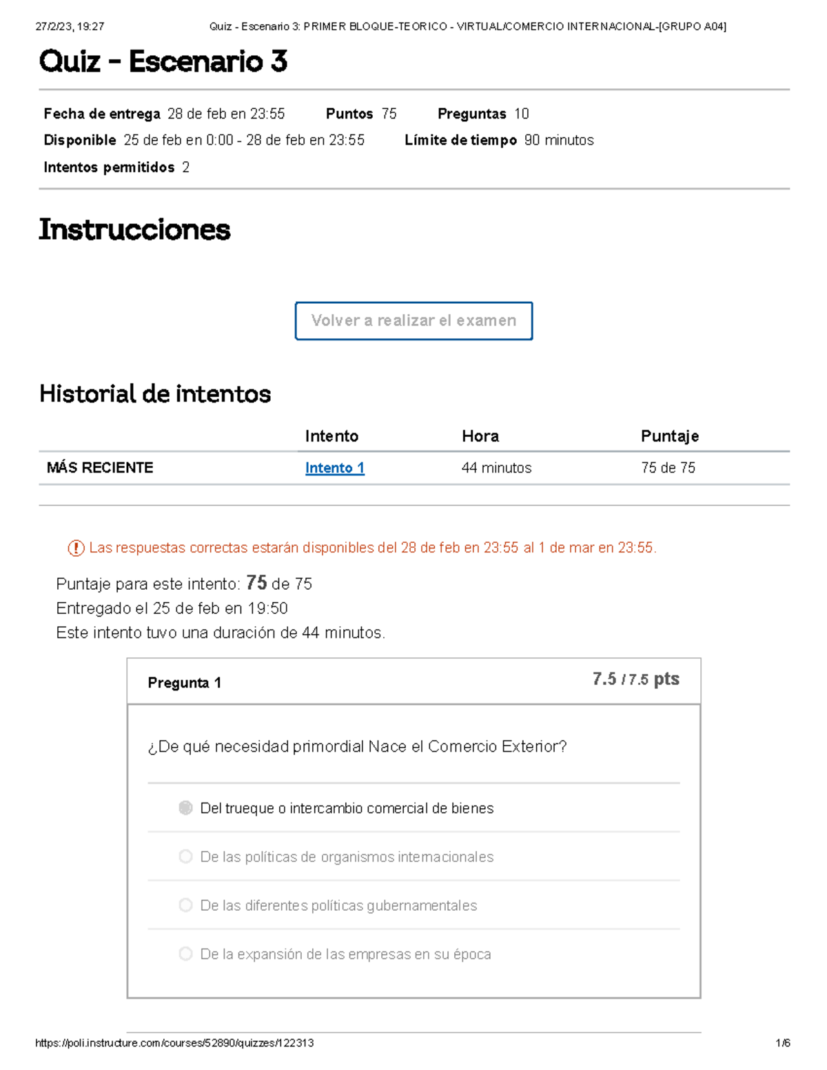 Quiz - Escenario 3 de Comercio Internacional (75 Puntos) - Studocu