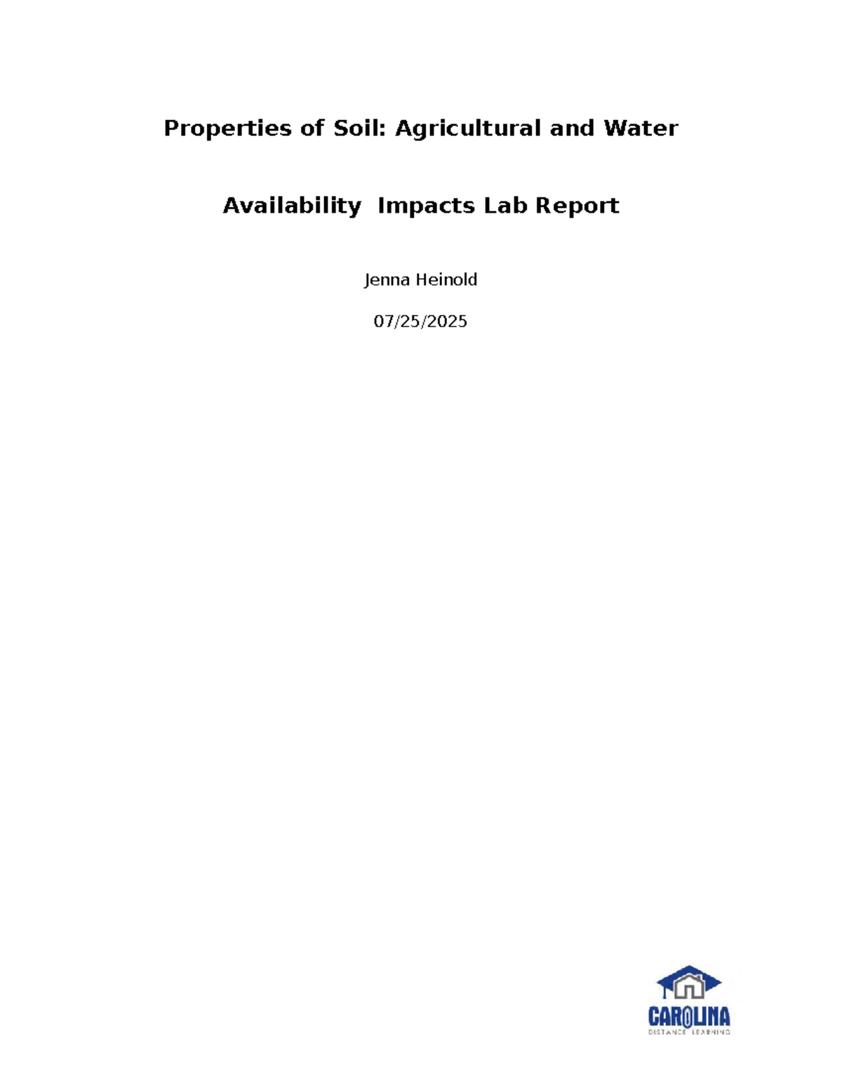 ENV 220 Lab Report: Analyzing Soil Properties for Agriculture and Water ...