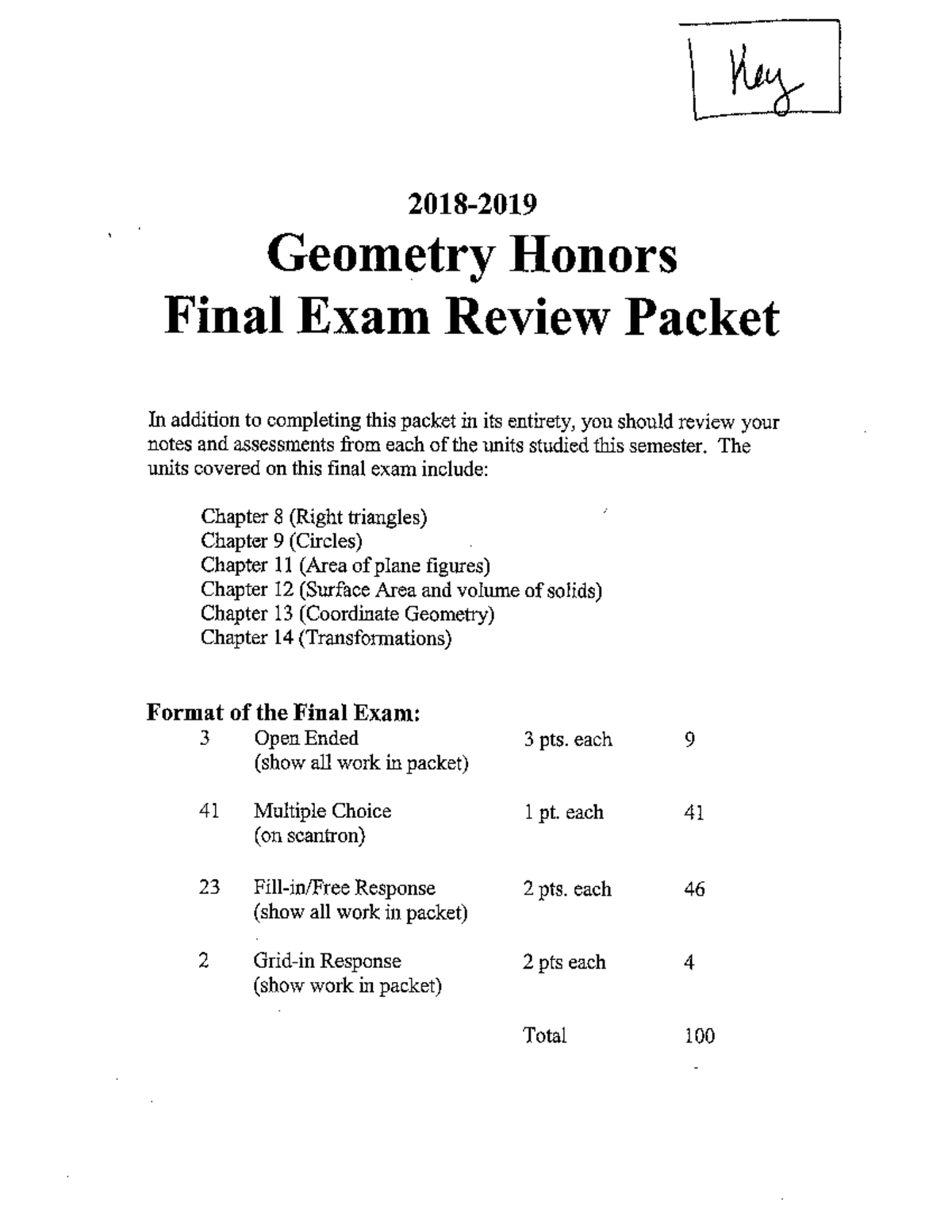 Final exam review packet - 1819 - answer key - Studocu