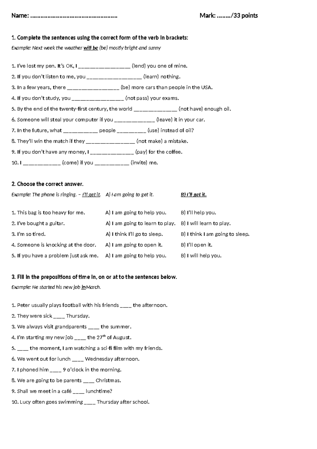 Project 5, Unit 2 - Test Revision Exercises and Answers - Studocu