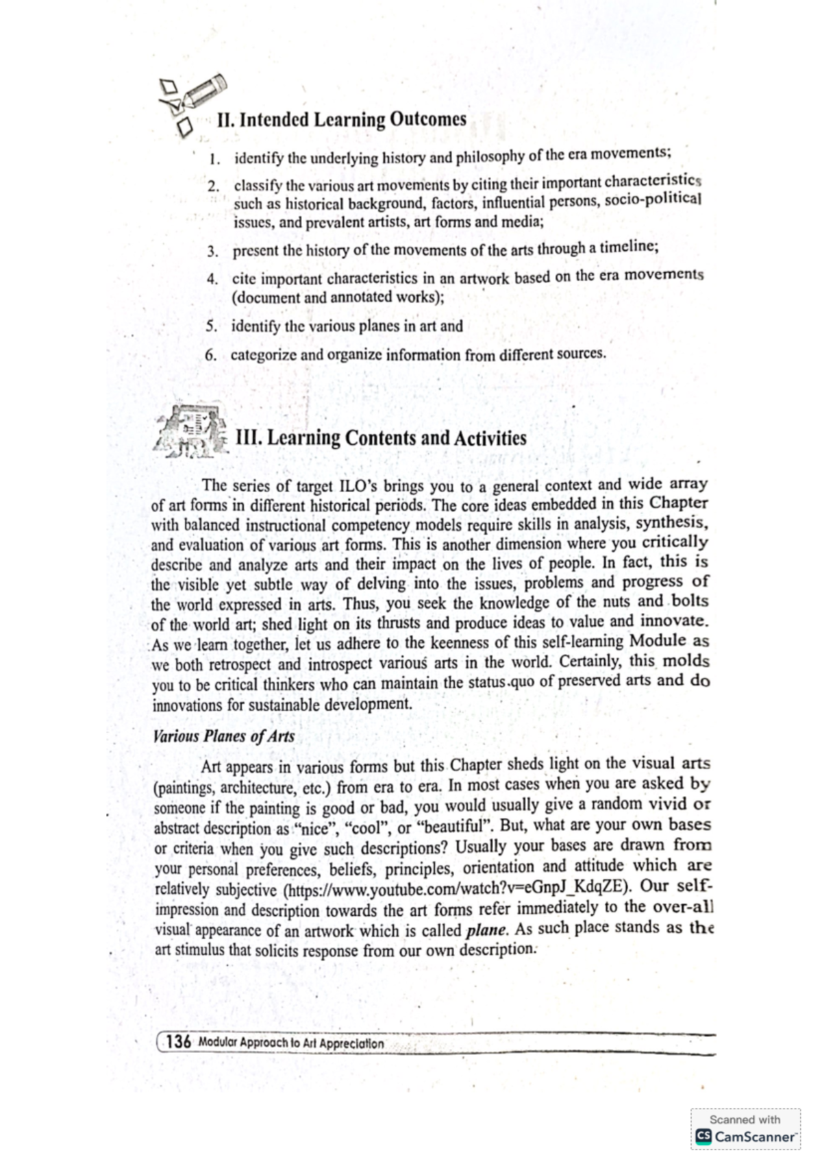 History or Art and Its Various Planes - II. Intended Learning Outcomes ...