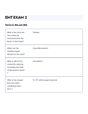 EMT Test 1 ( Chapters 1 - 5 ) Flashcards Quizlet - EMT Test 1 ...