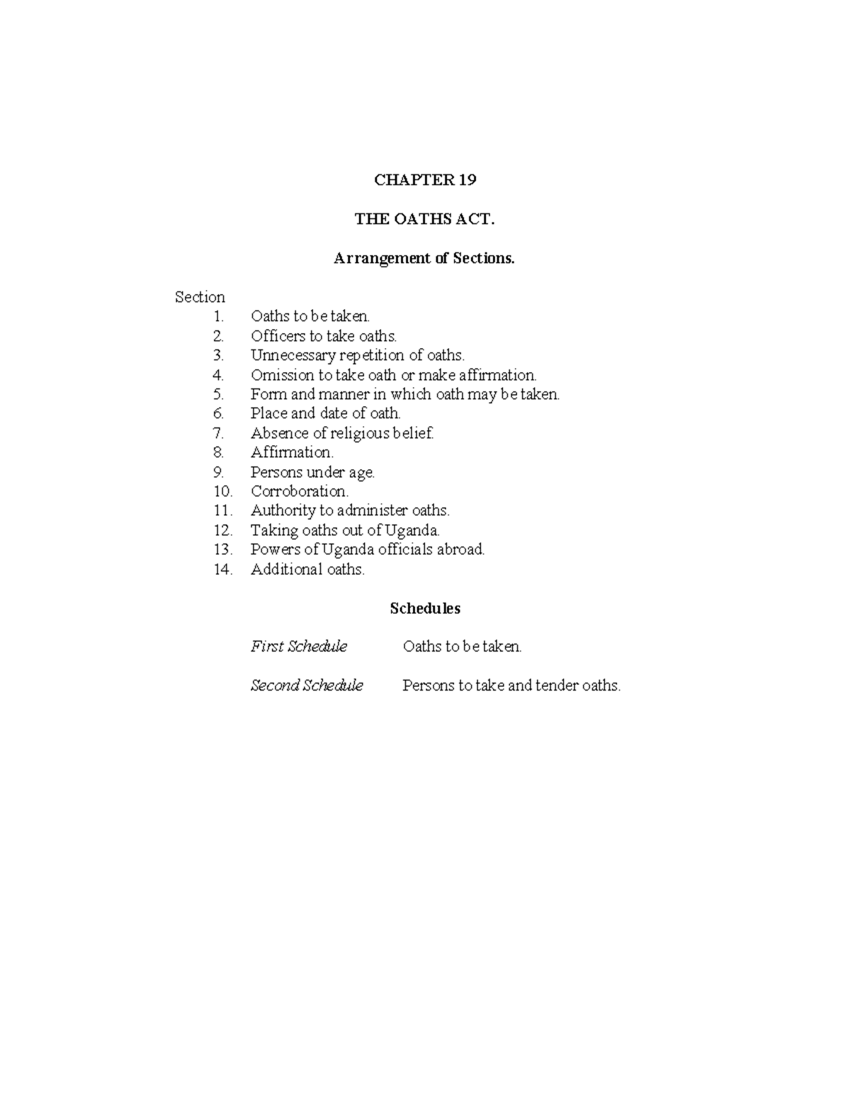 Oaths Act Chapter 19: A Comprehensive Guide to Oath Taking - Studocu