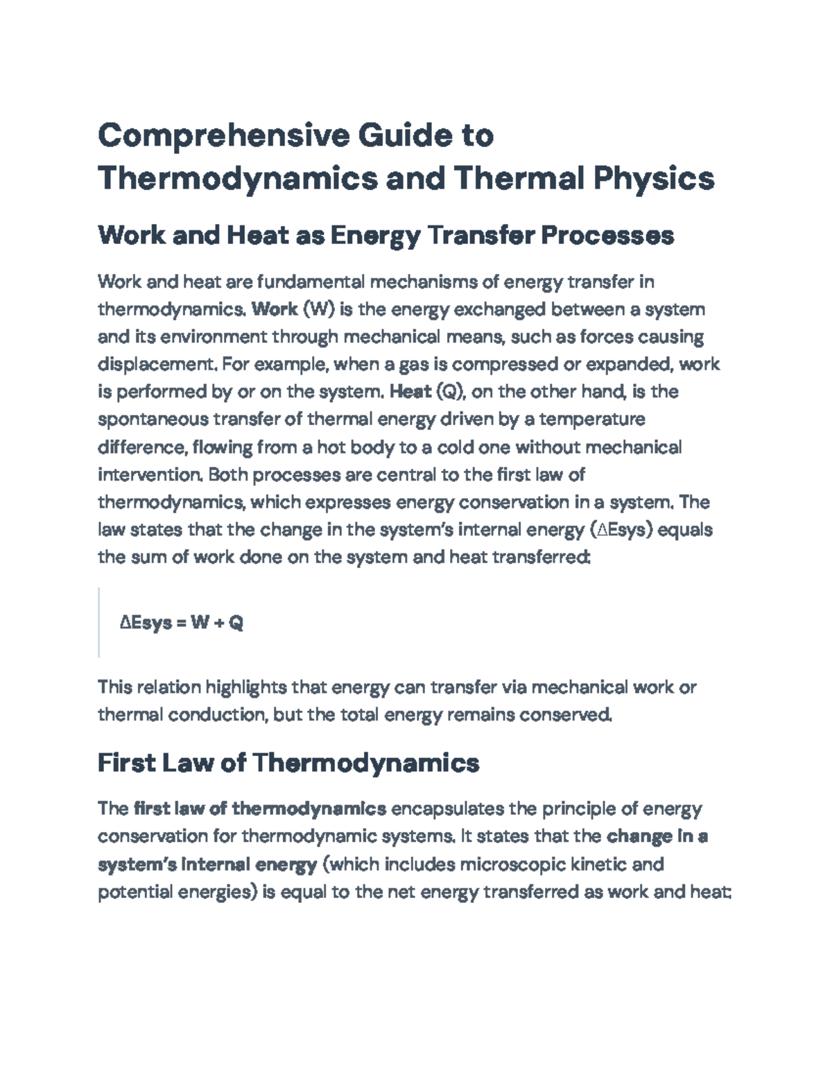 Comprehensive Guide to Thermodynamics (PHYS 101) - Final Notes on Work ...