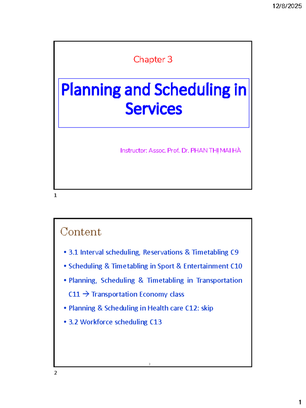PPS C3 Chapter 3: Planning and Scheduling in Services - Studocu