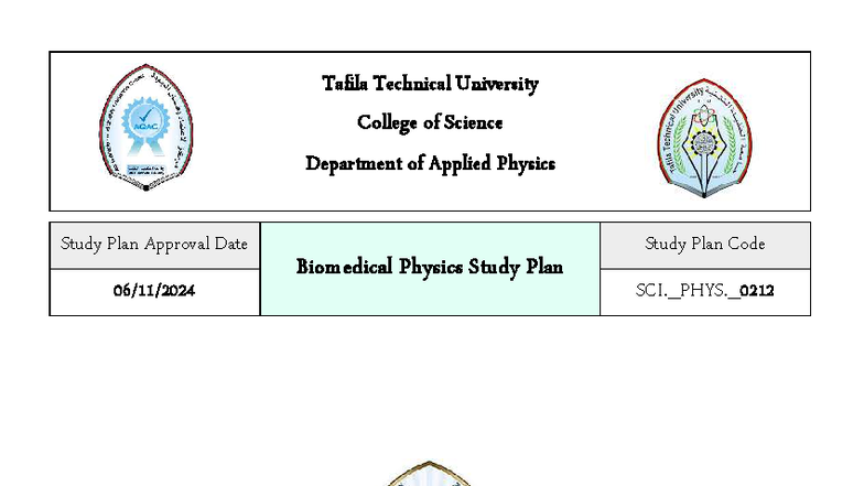 MPHYs 27: Biomedical Physics Study Plan - Approval & Details - Studocu