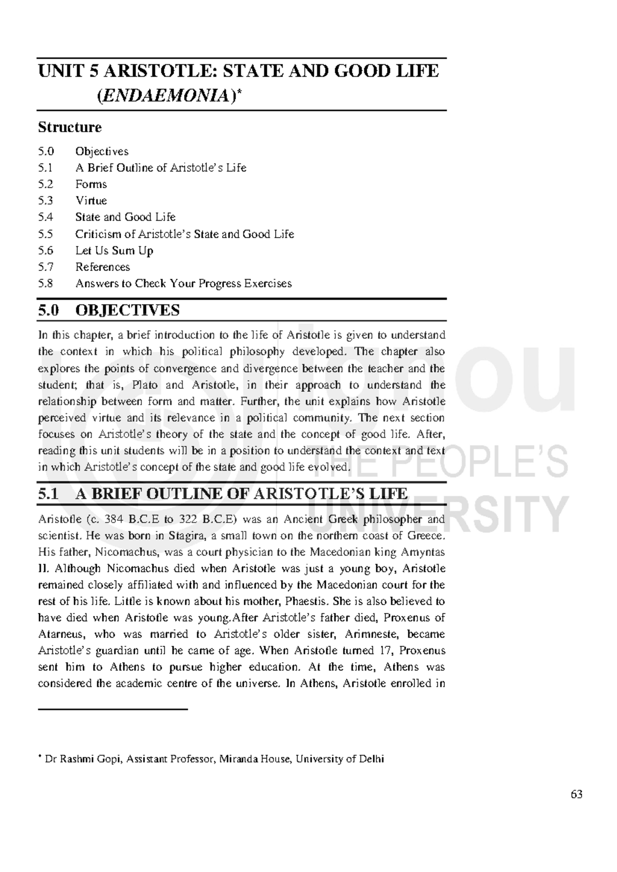 Aristotle Unit-5 - 63 Aristotle: State and UNIT 5 ARISTOTLE: STATE AND ...