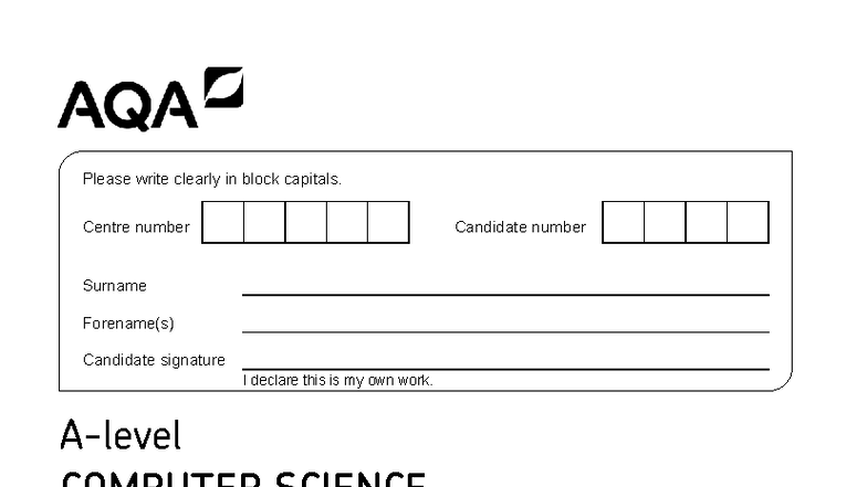 June 2021 AQA Computer Science A-level Paper 2 Exam Questions - Studocu