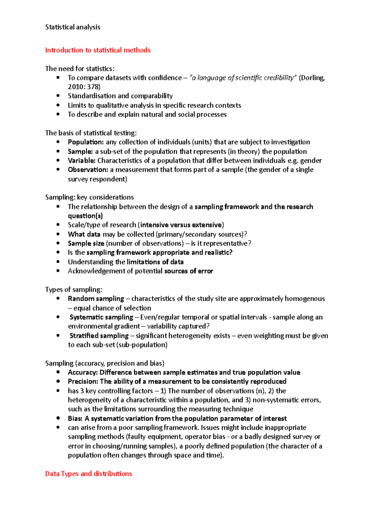 Statistical Methods Overview: Key Concepts and Analysis Techniques ...