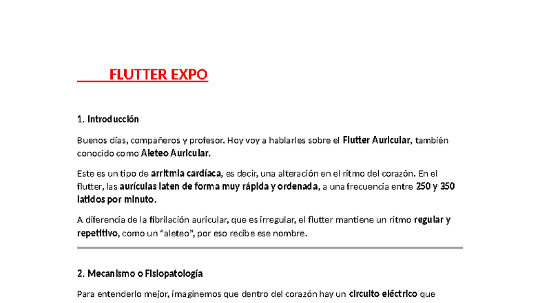 FLUTTER AURICULAR: Mecanismos, Causas y Tratamiento - EXPO 1 - Studocu