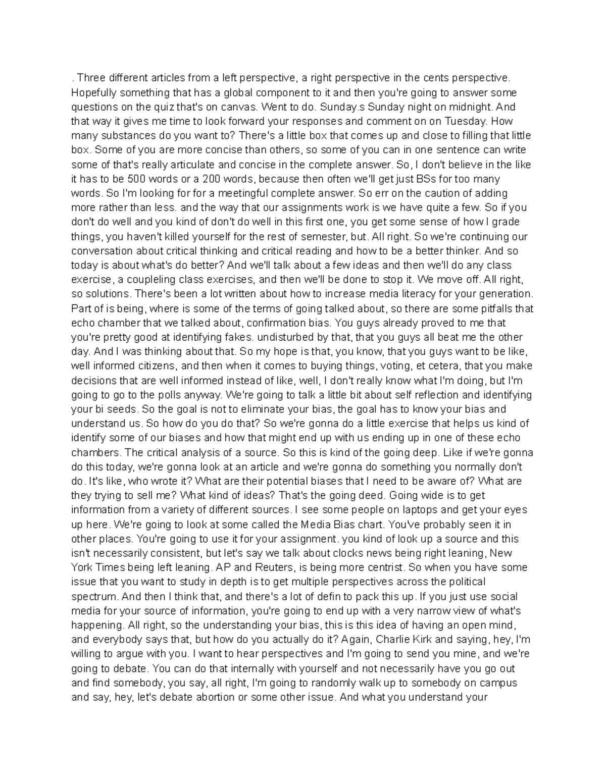 Critical Analysis of Media Bias in Current Events (Course Code TBD ...