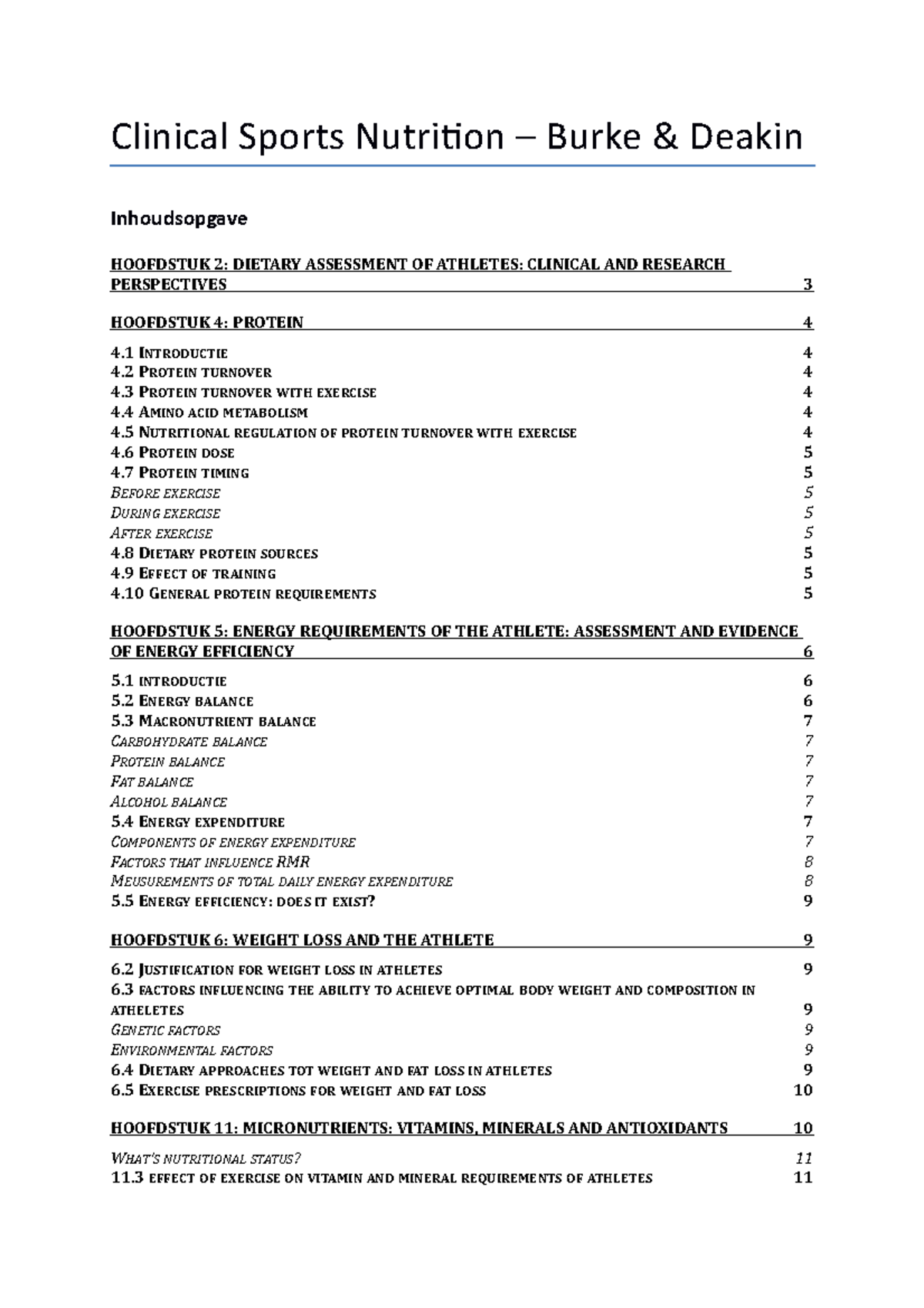 Clinical Sports Nutrition Notes for Course Code: XX12345 - Studeersnel