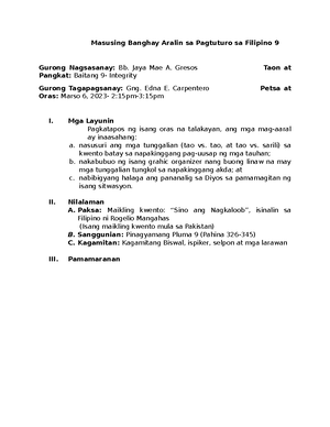 Lesson Plan Day 2 - Etimolohiya - Masusing Banghay Aralin sa Pagtuturo ...