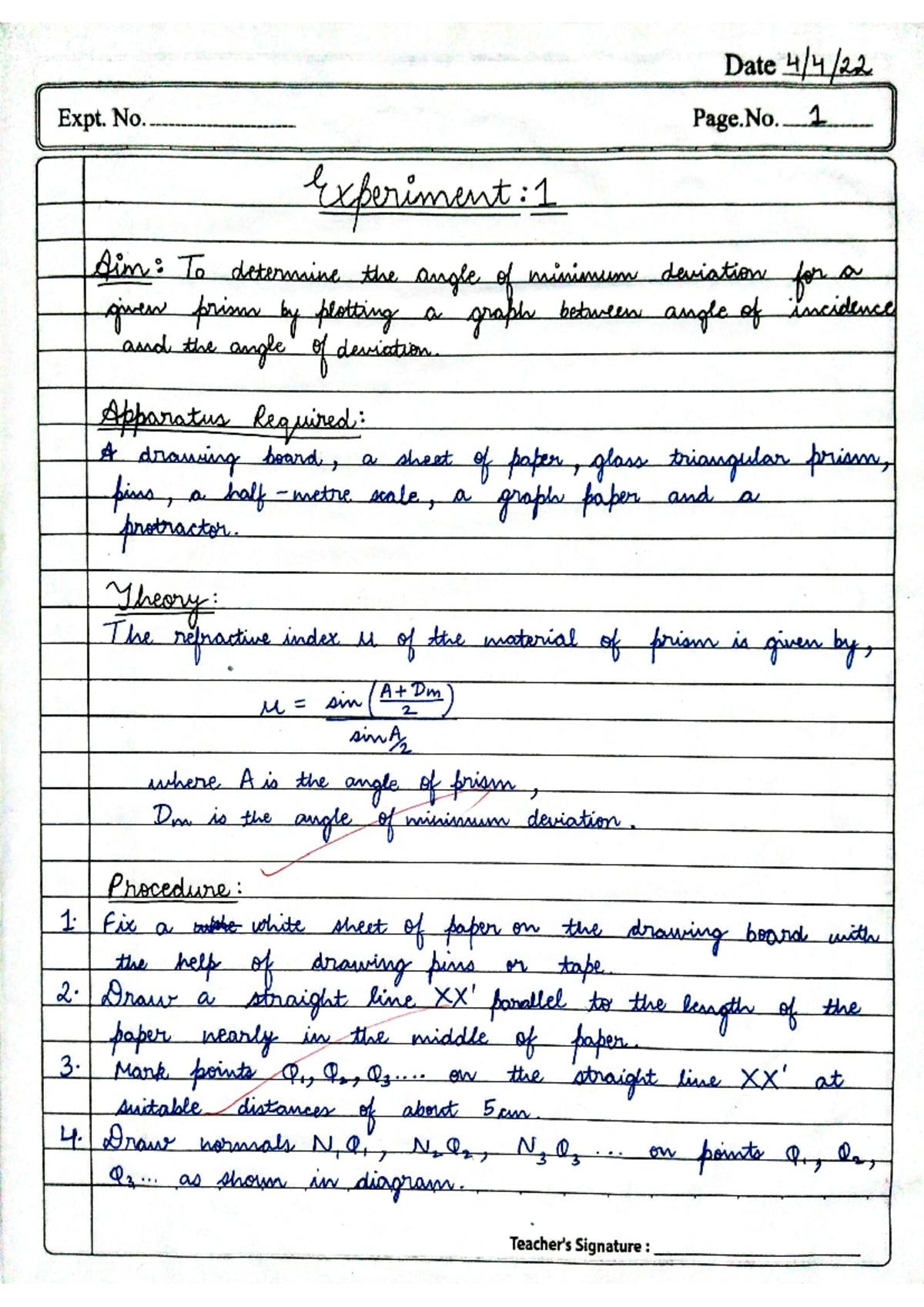 Physics Practical File: Experiments on Prism and Galvanometer (Class 12 ...