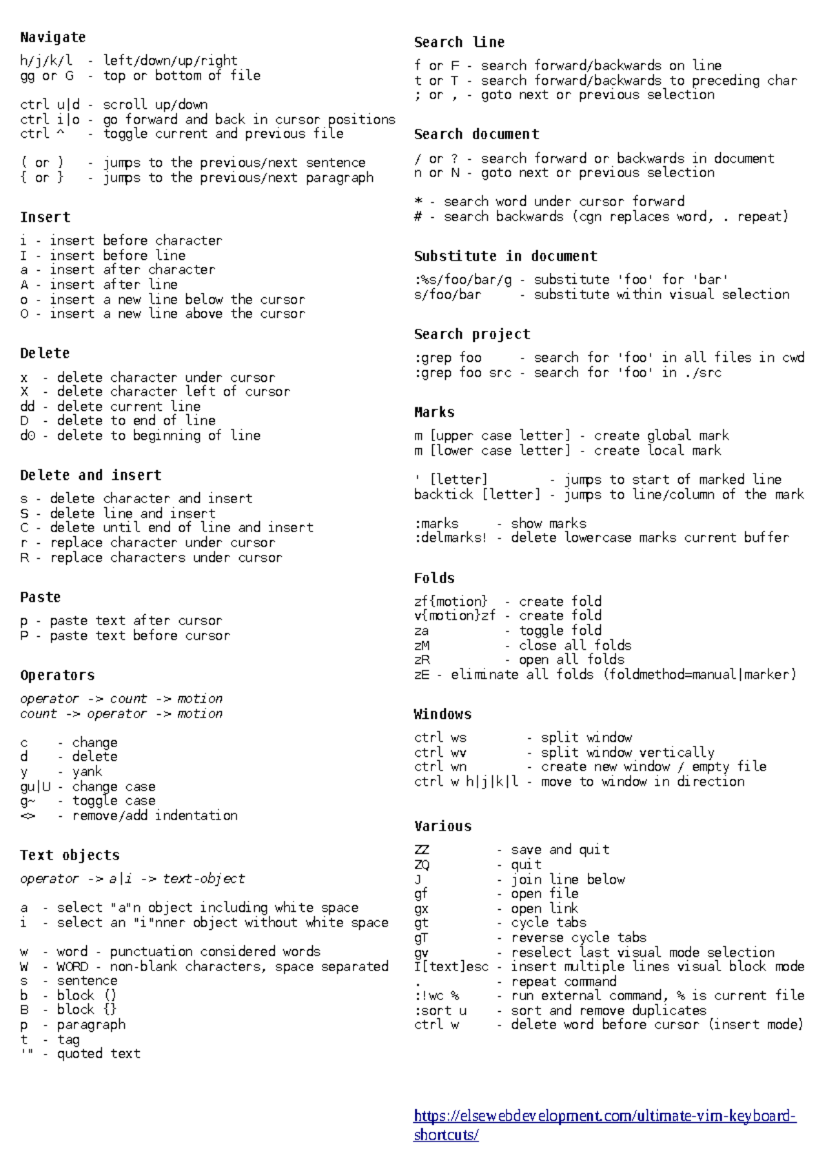 vim keyboard shortcuts - Navigate h/j/k/l - left/down/up/right gg or G ...